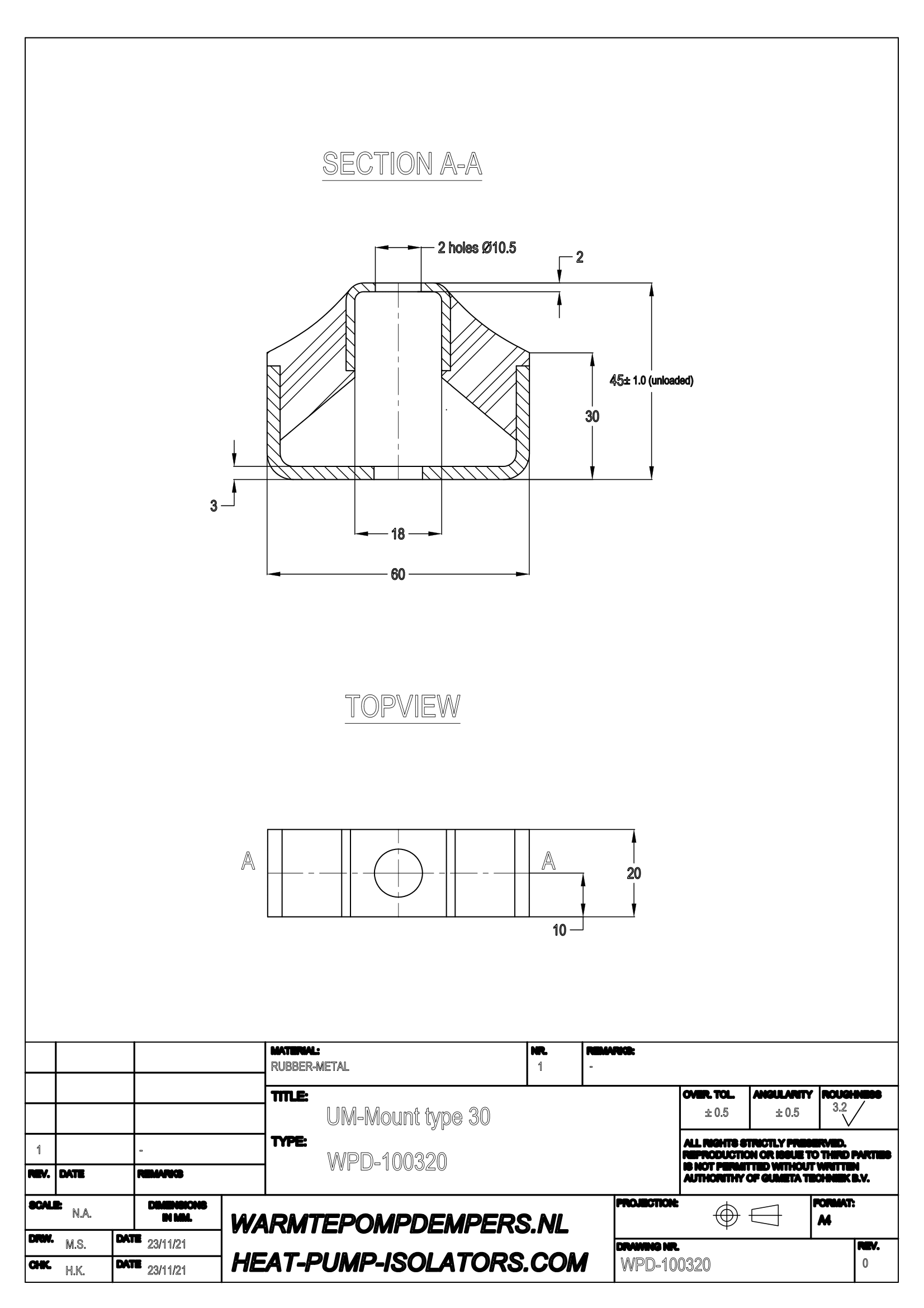 Trillingsdempers Airco / Warmtepomp - UM-Mount Set 30-50 ...